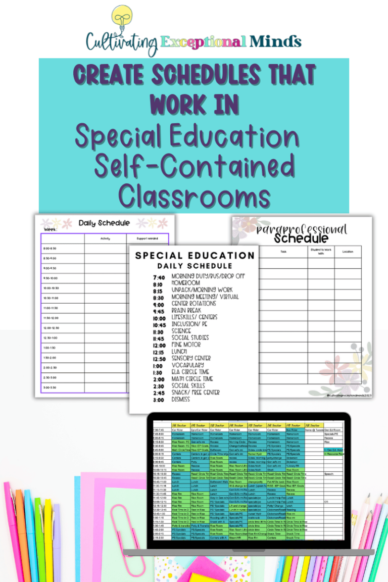 Using Schedules in Special Education Classrooms • Cultivating ...